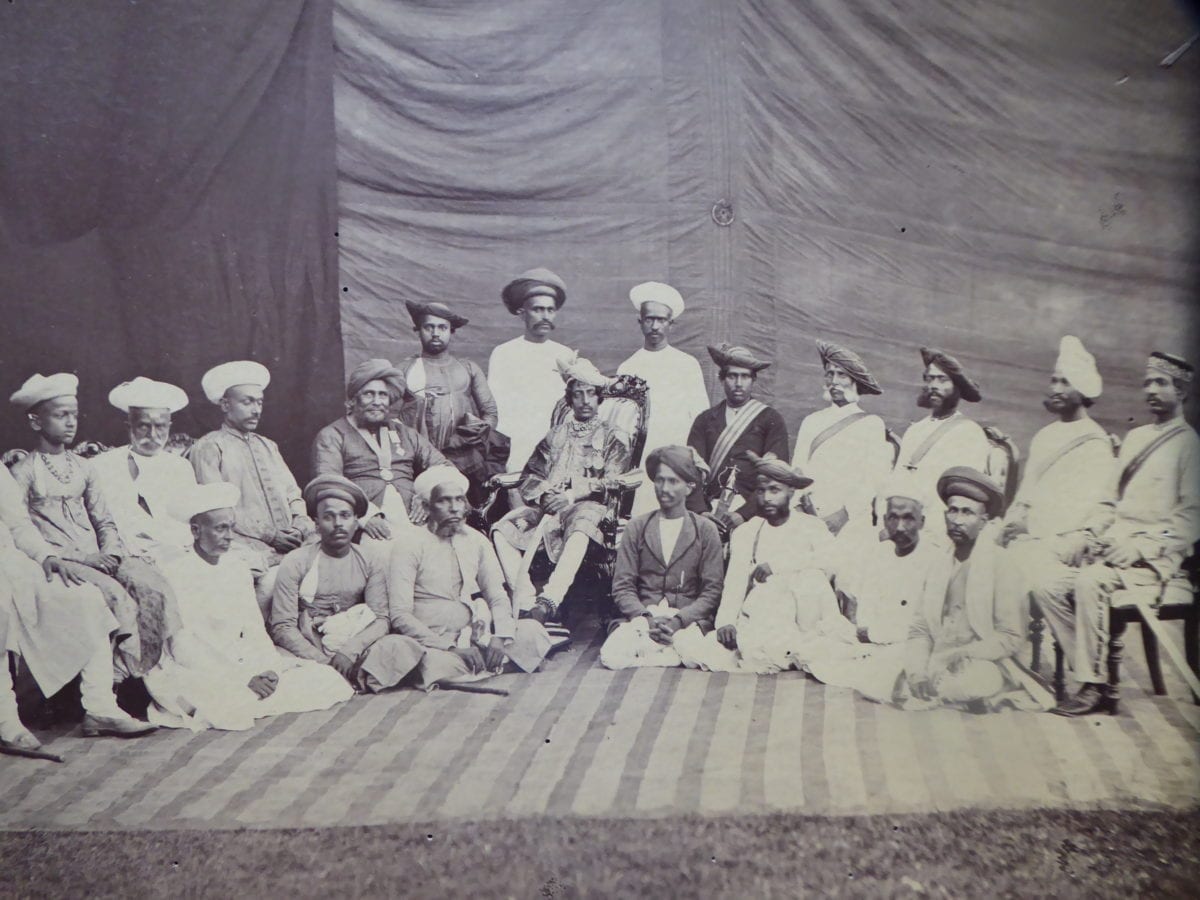 H. H. the Raja Saheb of Dewas Junior with his Durbar, circa 1890 ...