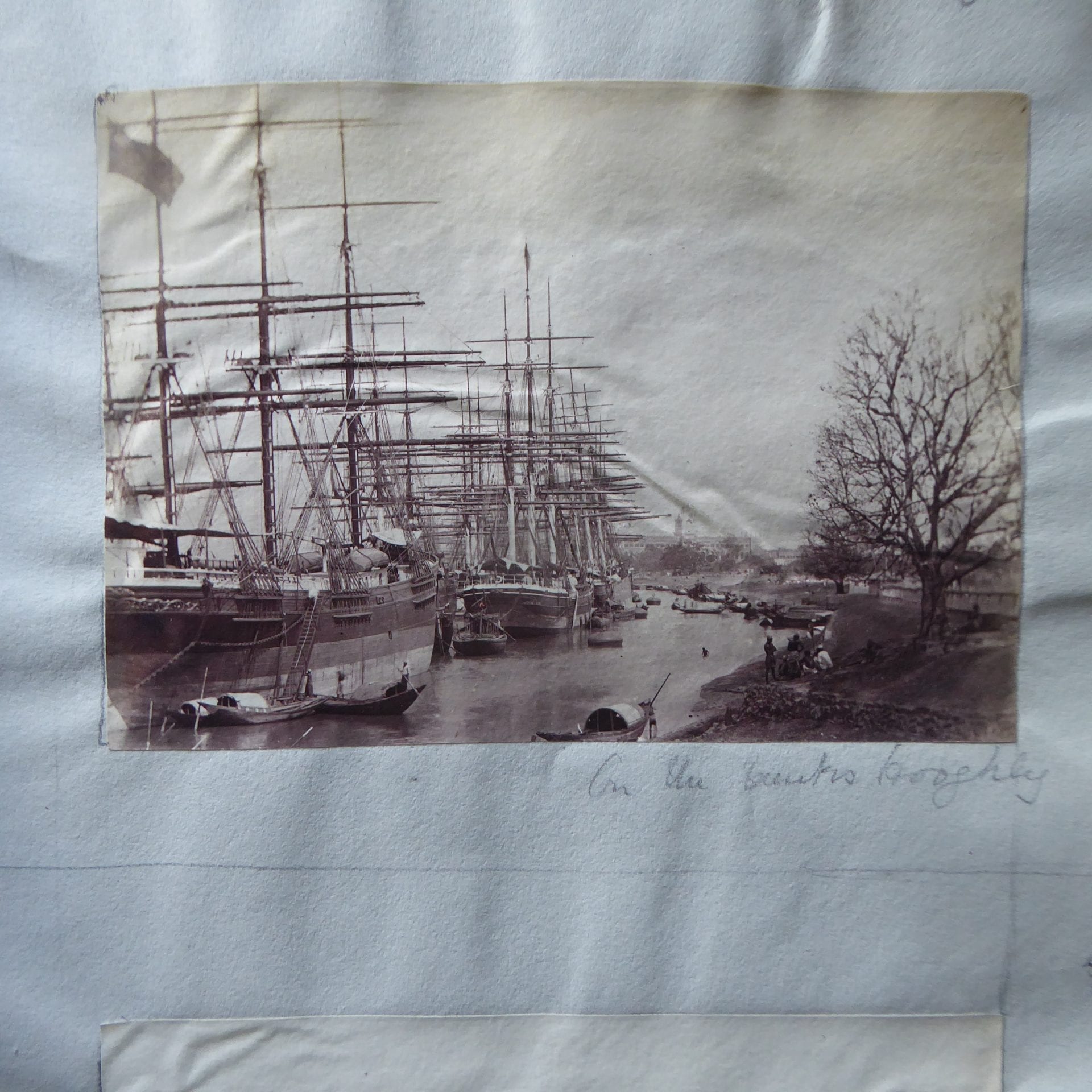 Calcutta. Large sailing ships at anchor on Hooghly [2 photographs ...