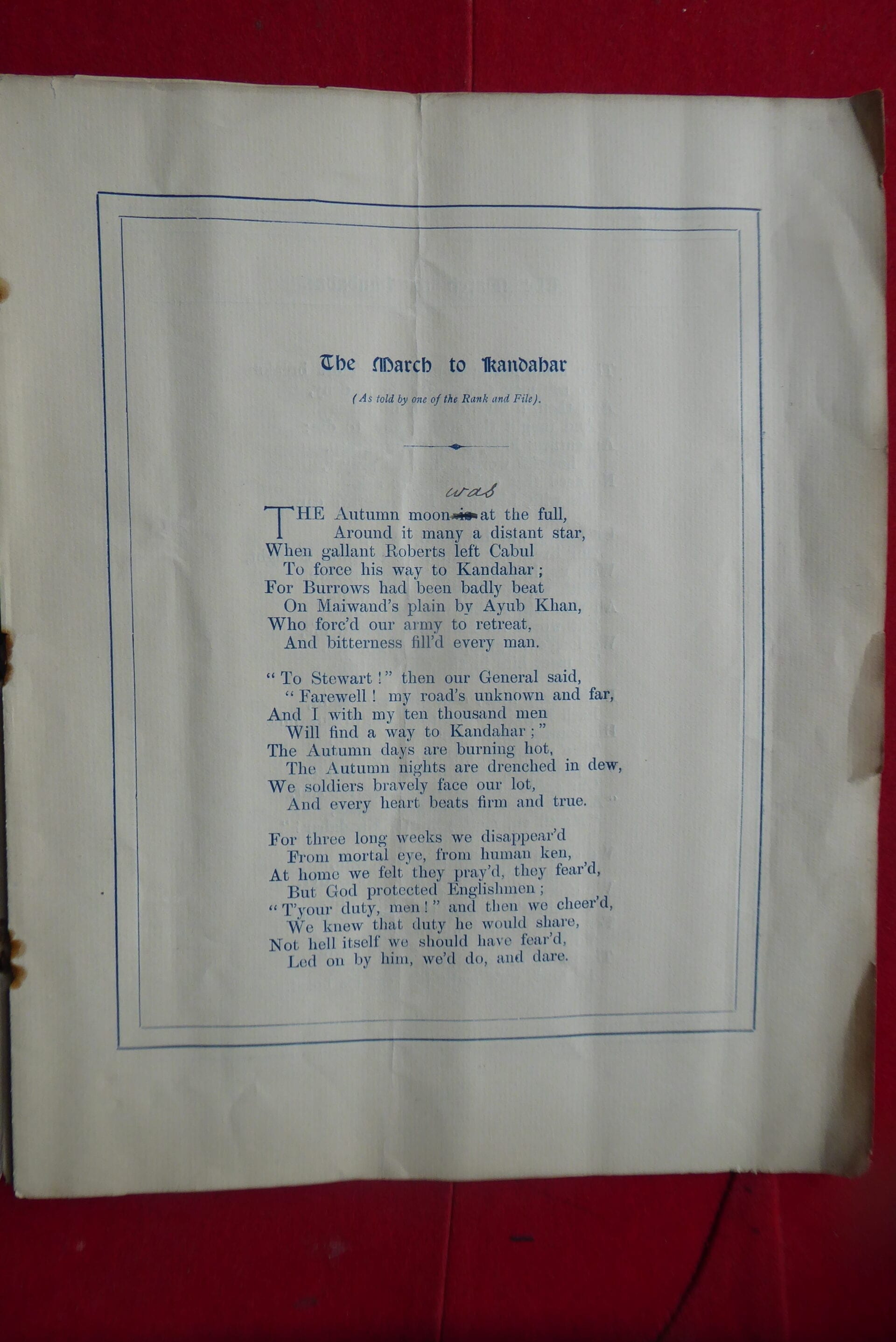 2nd Afghan War: a poem by a soldier who took part. – Bates and Hindmarch