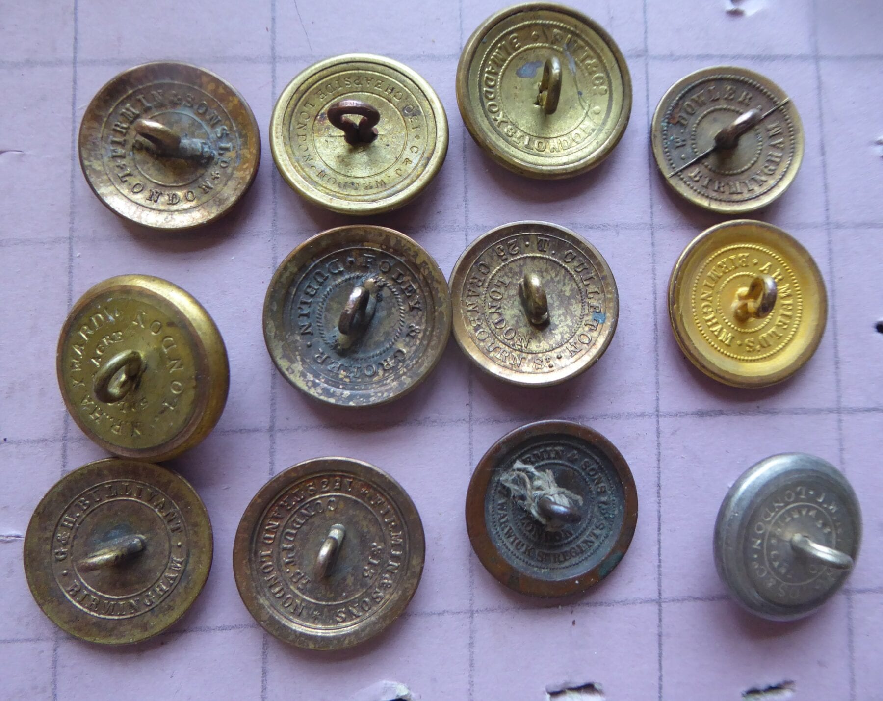 Livery buttons, large size approximately 25mm diameter priced at £5 ...